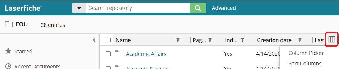 How to Customize Column Views in Laserfiche