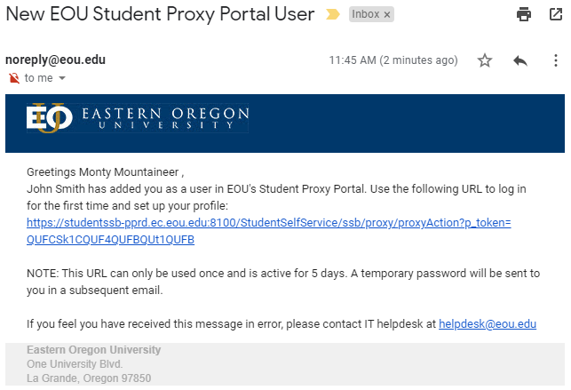 EOU Student Proxy Portal - Proxy Access