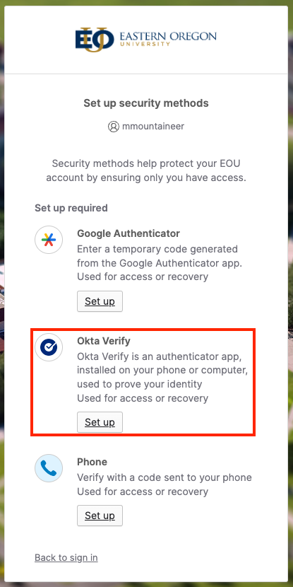 my.EOU Portal MFA - Okta Verify
