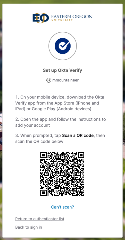my.EOU Portal MFA - Okta Verify